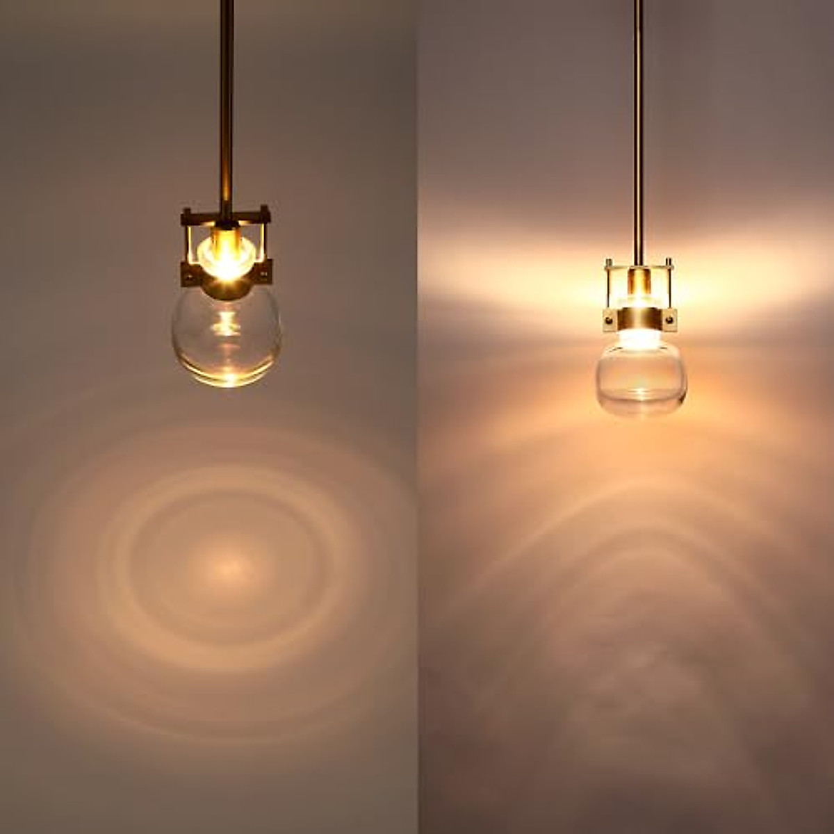 BUNKOS Modern Gold Pendant Light Hand Blown Glass Pendant Lighting for Kitchen Island Mini Globe Hanging Light Fixture in Brushed Brass Finished