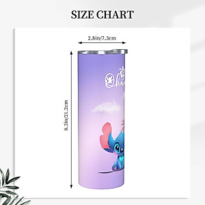 GASPOO Stitch Travel Coffee Mug Cup 20oz Double Wall Vacuum Insulated Stainless Steel Tumbler With Leak-Proof Lid And Straw For Ice And Hot Drink