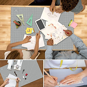 Headley Tools Thickened 24 x 36 Inch Self Healing Sewing Cutting Mat, A1 Rotary Cutting Sewing Mat for Crafts, Double Sided 5-Ply Table Cutting Board for Fabric Quilting Leather Hobby, Grey/Black