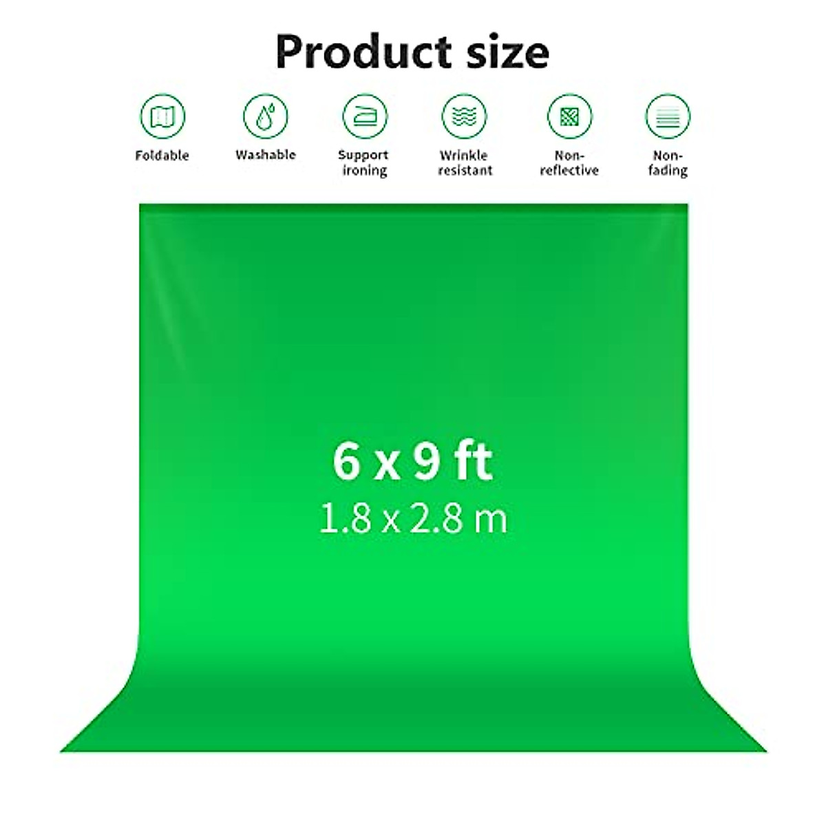 NEEWER 6x9 feet/1.8x2.8m Photo Studio 100% Pure Polyester Collapsible Backdrop Background for Photography, Video and Television (Backdrop Only) - Green