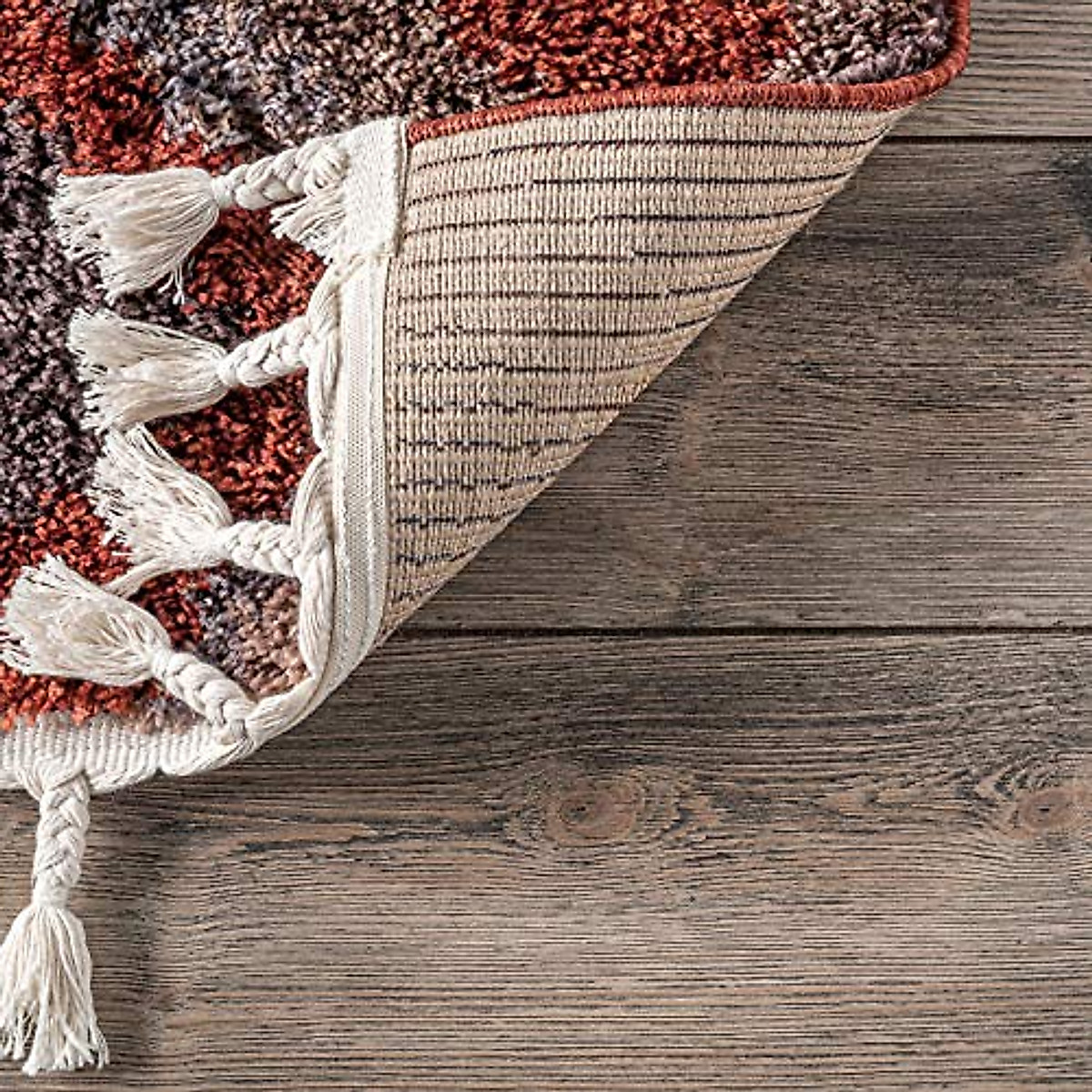 nuLOOM Alexia Abstract Diamond Shaggy Tassel Area Rug, 5' 3" x 7' 6", Multi