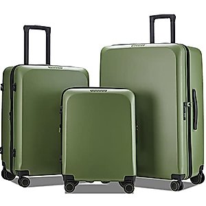 VERAGE Freeland 3 Piece Luggage Sets with X-Large Spinner Wheels, Expandable Hardshell Luggage Sets, Travel Suitcase Set TSA Approved (20/24/29-Inch, Green)
