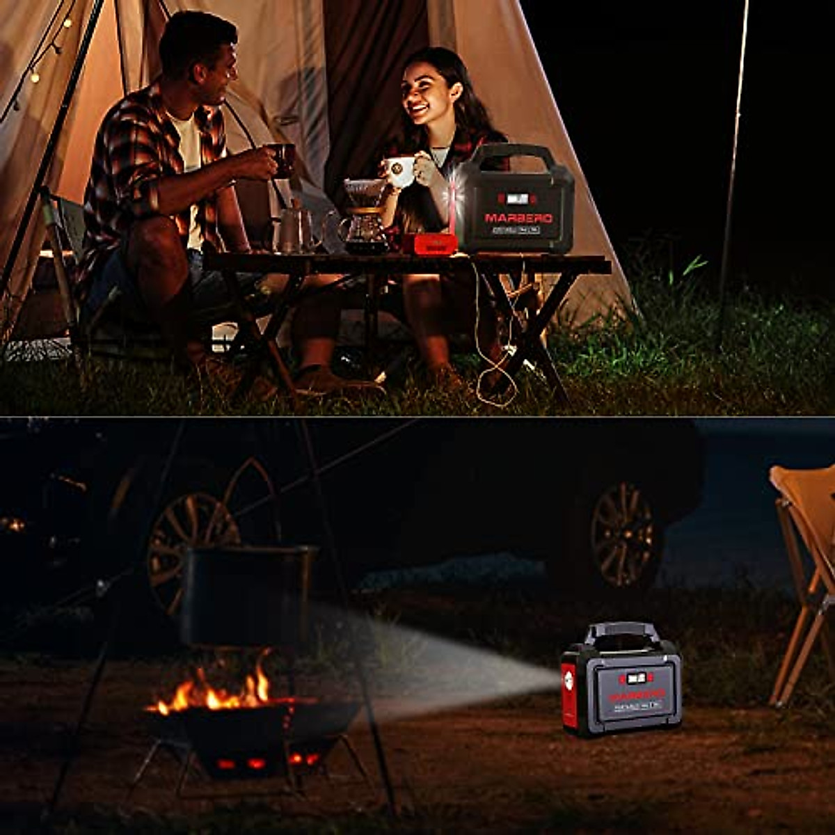 MARBERO Solar Generator 300W Portable Power Station 296Wh with 30W Solar Panel Included with DC, AC, USB A, USB C, Flashlights for Camping, Home, Outdoor, Office, School, Emergency