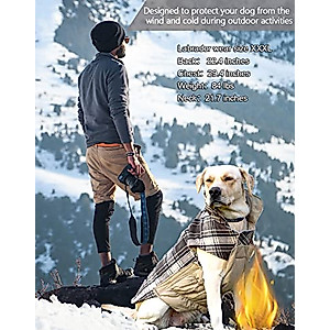 Sychien Dog Plaid Snow Jacket,Reflective Winter Warm Reversible Plaid Medium Coats,Christmas Thanksgiving Velcro Coats for Small Boy Girl Dogs,Khaki M