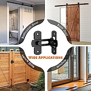 2 Packs 90 Degree Flip Barn Door Lock Latches, Matte Black Stainless Steel Gate Latch Security Door Latch for Barn Door, Pet Door, Bathroom, Cabinet Closet, Window, Sliding Door Lock