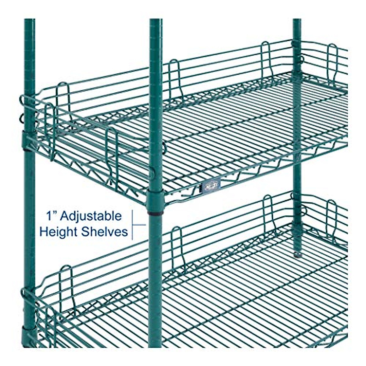 Nexel Poly-Green Adjustable Wire Shelving Unit, 4 Tier, Heavy Duty Commerical Storage Organizer Wire Rack, 18" x 60" x 74", Green