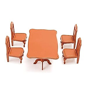 SAFIGLE 1 Set/5pcs Toddler Table and Chairs Kids Desk Chairs for Girls Kids Chairs for Table Mini Table and Chair for Toddler Kids Mini Table and Chairs Kids Resin Table and Chairs Brown