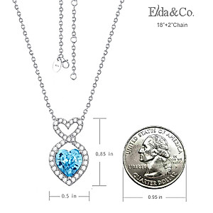 March Birthstone Aquamarine Necklace for Wife Birthday Gifts Mom Sterling Silver Double Hearts Forever Love Infinity Jewelry Women Wedding