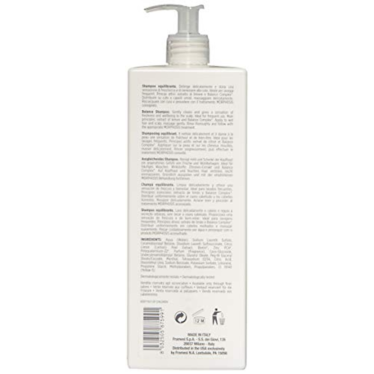Framesi Morphosis Balance Shampoo, 33.8 fl oz, Shampoo for Oily Hair, Cleansing and Volumizing