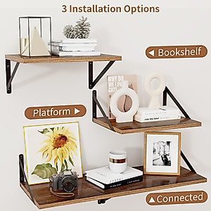 Axeman Walnut Floating Shelves 12 Inch Deep, Rustic Wall Mounted Floating Shelves Set of 2, 16W x 12D Floating Wall Shelves for Decor & Storage, Walnut Shelves Living Room Bedroom Bathroom, Walnut