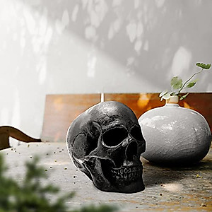 ASTROCUS Gothic Candle Set - Black Skull Candle - Spine Candle - Gothic Halloween Decor Interior - Black Gothic Candle - Horror Decor - Spooky Bathroom Decor - Black Candle