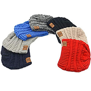 Century Star Baby Beanies for Boys Girls Knit Baby Winter Hats Soft Warm Infant Toddler Beanie Caps Cute Chunky Baby Hat 006Pcs Navy&Beige&Dark Grey&Blue&Light Grey&Black One Size
