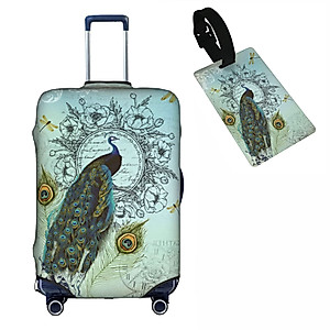 Nmbvcxz Peacocks Luggage Cover Suitcase Covers Washable Travel Luggage Protector Suitcase Cover L (27-30 inch luggage)