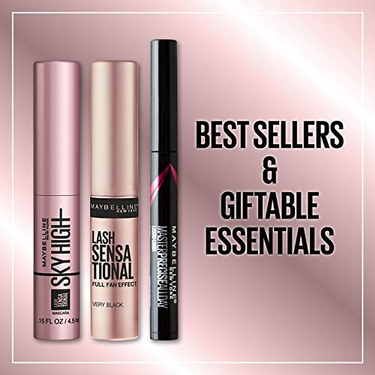 Maybelline New York Holiday Limited Edition Eye Makeup Gift Set, Sky High Mascara, Lash Sensational Mascara and Master Precise Liquid Eyeliner Minatures, 1 Kit, Black