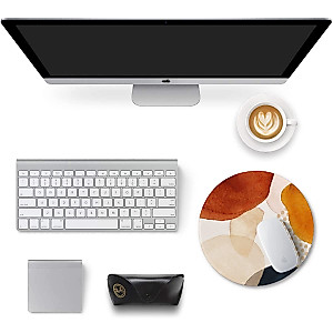 Auhoahsil Mouse Pad, Abstract Art Round Non-Slip Rubber Mousepad with Stitched Edges for Wireless Mouse Laptop Computer Gaming Office Travel Men Women Kids, Cute Design, 8.7 x 8.7 in, Stones