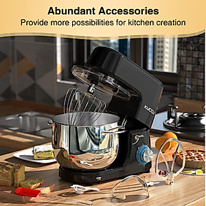 KUCCU Stand Mixer, 9.5 Qt 660W, 6-Speed Tilt-Head Food Dough Mixer, Electric Kitchen Mixer with Dough Hook, Flat Beater & Wire Whisk, Mixing Bowl (9.5-QT, Black)