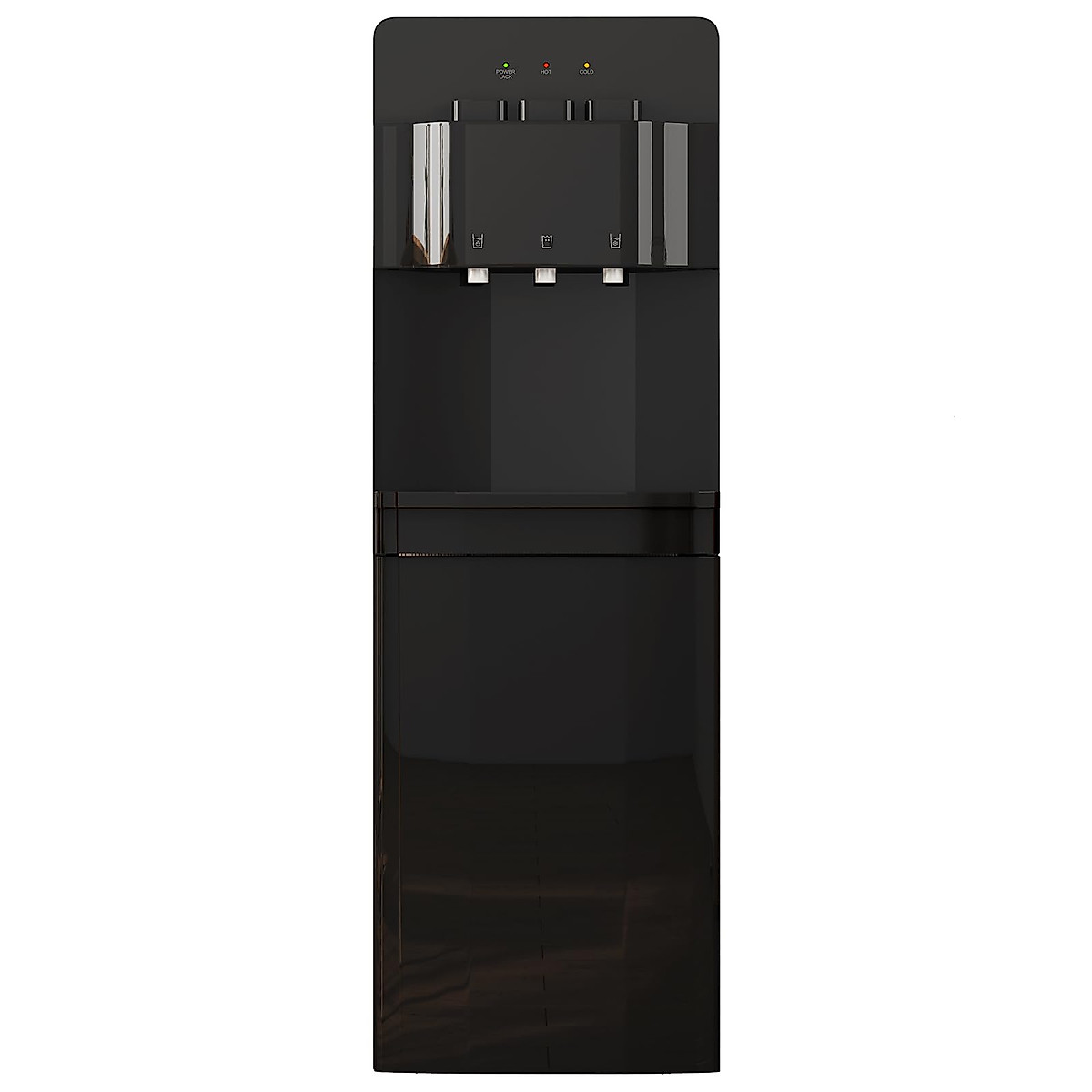 Tabu Hot & Cold Water Cooler Dispenser, Bottom Loading Holds 3 or 5 Gallon Bottle, with Anti-Scalding Design, Storage Cabinet and Child Safety Lock for Home, Office Use (Black)