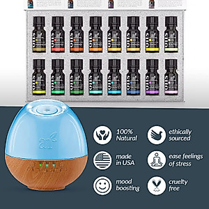 artnaturals Sound Machine Diffuser & Essential Oil Set - (300ml Tank & Top 16 Set) - 6 Calming Natural Sounds - Aromatherapy and White Noise for Relaxation and Sleeping - Baby, Kids, and Adults