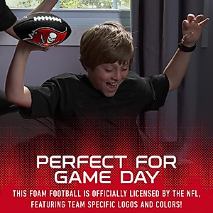 Franklin Sports NFL Tampa Bay Buccaneers Football - Kids Foam Football - Soft Football - Mini Size - Perfect for Gameday - 8.5" 3D Logos!