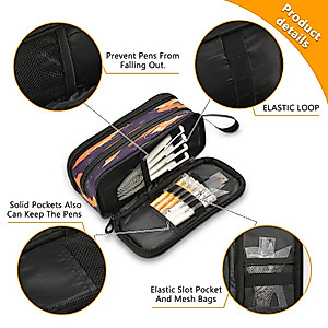 Fox Space Pencil Case 3 Compartment Pen Bag Pouch Holder Box for Office College School Portable Storage Bag for Kids