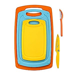 Plastic Cutting Board for Kitchen, 3 Pieces Dishwasher Safe Cutting Boards with Juice Groove, Durable, Non-Slip, BPA-Free, and Knife Friendly Cutting Board Set - Perfect for Meat, Vegetables, Fruits