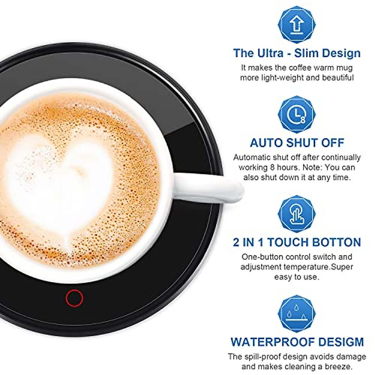 Coffee Warmer, Coffee Cup Warmer for Desk with Auto Shut Off, Electric Mug Warmer for Tea Coffee Milk, Great Gift for Family Friend Colleague