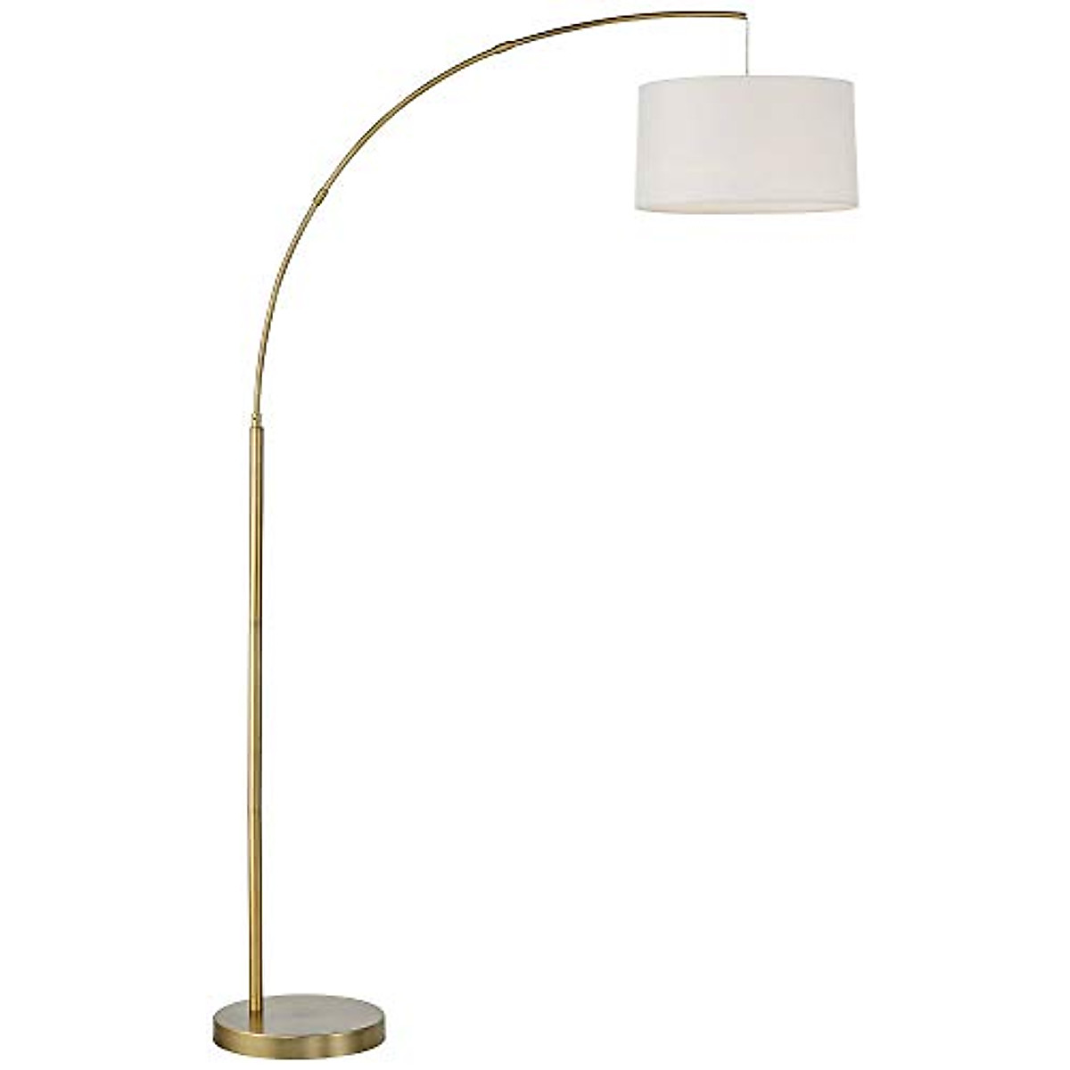 360 Lighting Cora Modern Mid Century Arc Floor Lamp Standing 72" Tall Classic Brass Gold White Linen Drum Shade Decor for Living Room Reading Bedroom Office House Home Decor