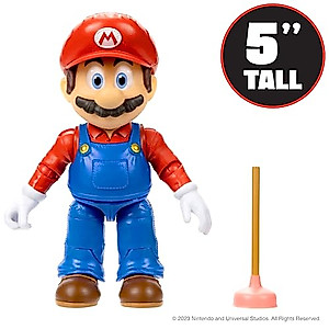 THE SUPER MARIO BROS. MOVIE - 5 Inch Action Figures Series 1 – Mario Figure with Plunger Accessory