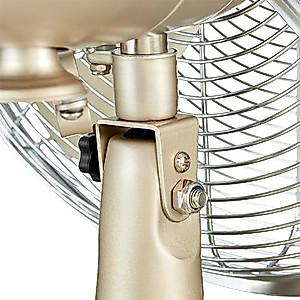 RUTIFY Vintage 12" Oscillation Table Fan - Brushed Nickel: 3-Speed & Tilted-Head Design for Retro Coolness!