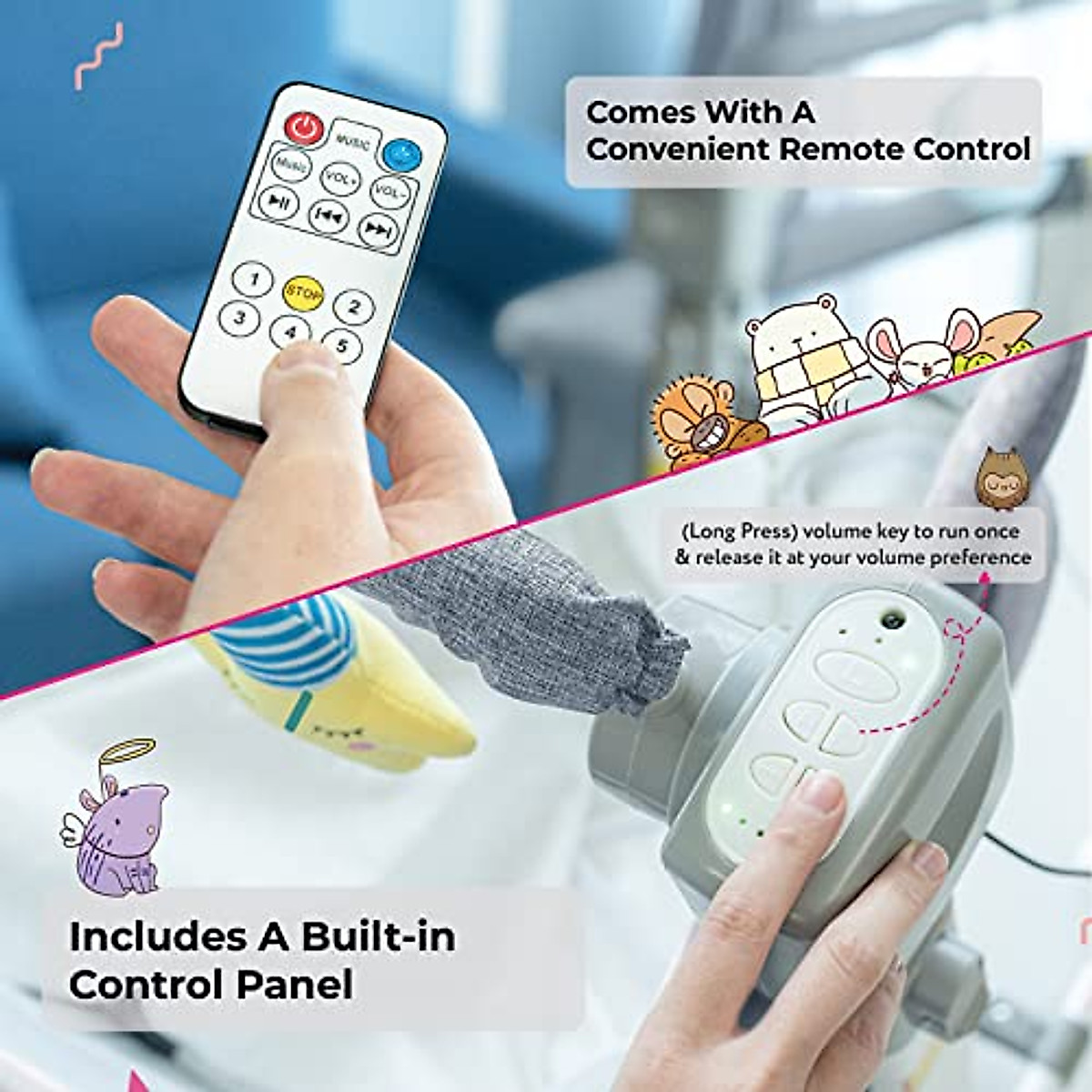 BABY K Electronic Rocking Bedside Bassinet (Grey) - 4 in 1 Automatic Swaying Mesh Baby Bassinet Co Sleeper Crib with 5 Swing Motions, 3 Timer Setting & Bluetooth Music Control for Infant & Toddlers