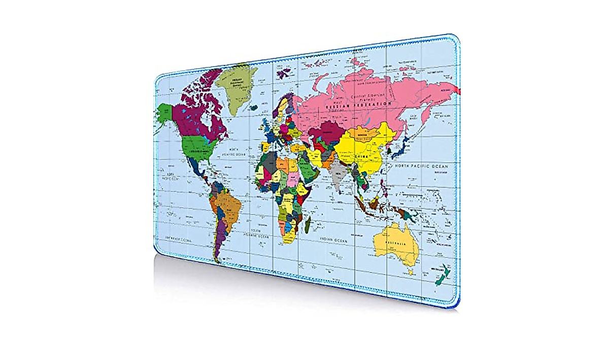 World Map Large Mouse Pad, Modern Map Big Mousepad, Giant Long Non-Slip ...