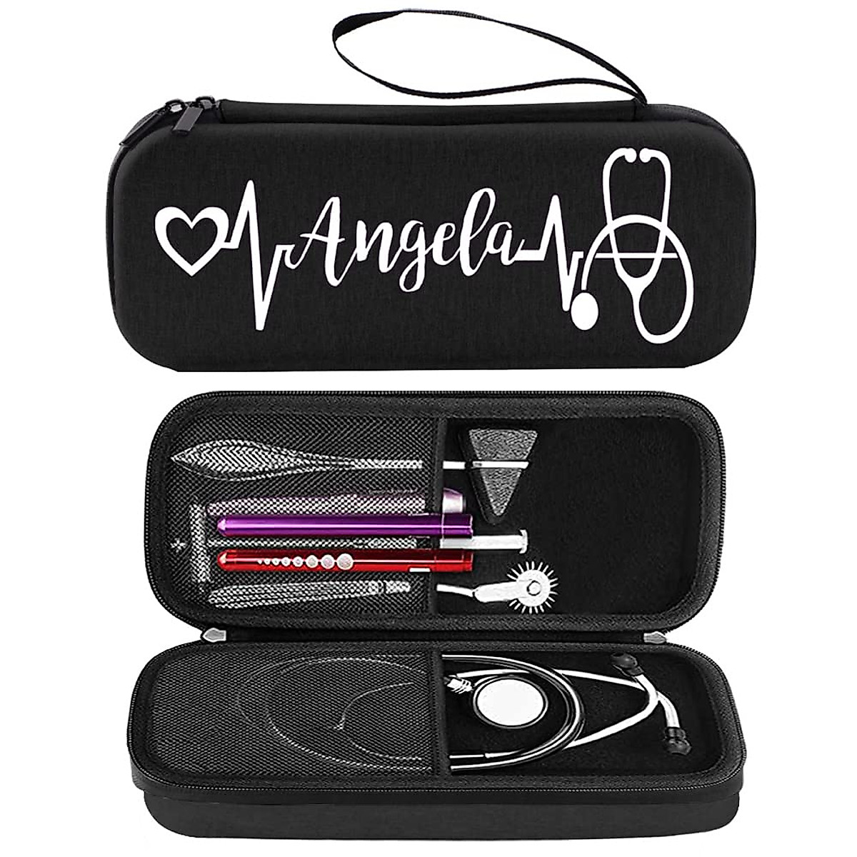 Personalized Stethoscope Case for 3M Littmann Classic III, Cardiology IV Diagnostic, MDF Acoustica Stethoscopes - Extra Room for Nurse Accessories