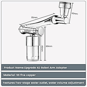 Faucet Extender, 1440° Rotating Faucet Extender for Bathroom Sink with 3 Mode LED Light, Universal Robotic Arm Swivel Faucet Aerator attachment with Adjustable Knobs Splash Filter Kitchen Tap