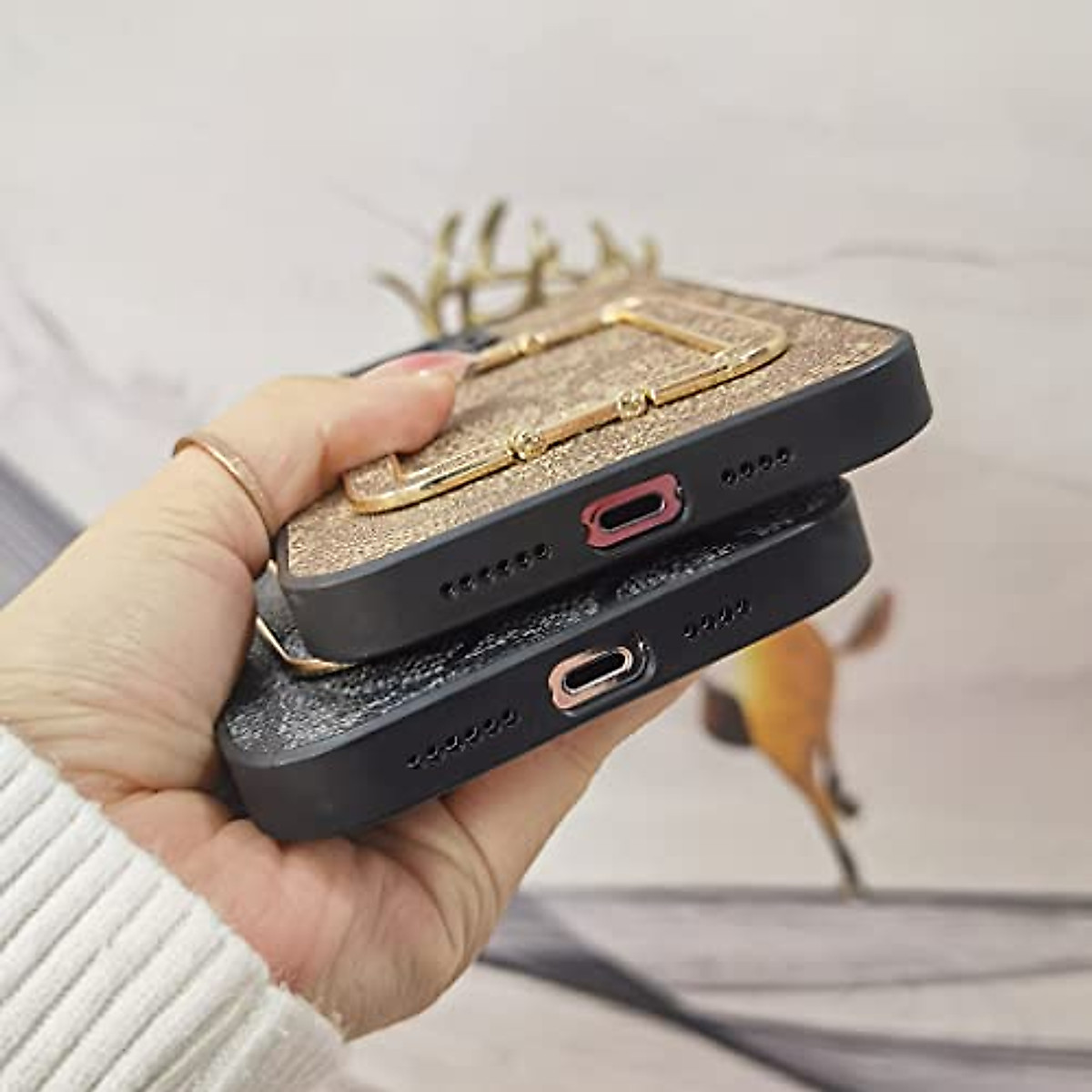 SAETMAHA Design for iPhone 14 Pro Max Case Luxury with Stand Foldable,Soft TPU + PU Leather Camera Protection Girly Women Case Compatible with iPhone 14 Pro Max (6.7 inch)-Black