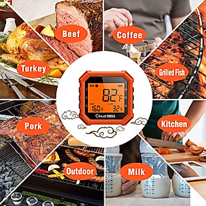 Cloud BBQ 500FT Digital Meat Thermometer Wireless Thermometer with Multy Probes Bluetooth Thermometer Kitchen Thermometer for Smoker Grilling Oven (FS-51)