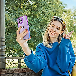 GEINVCASE Designed for iPhone 14 Pro Max Case, Gradient Clear Girls Women Case [Surround U-Shaped Airbags] [Never Yellow] Cover Compatible with iPhone 14 Pro Max 6.7 inch, Purple/Blue