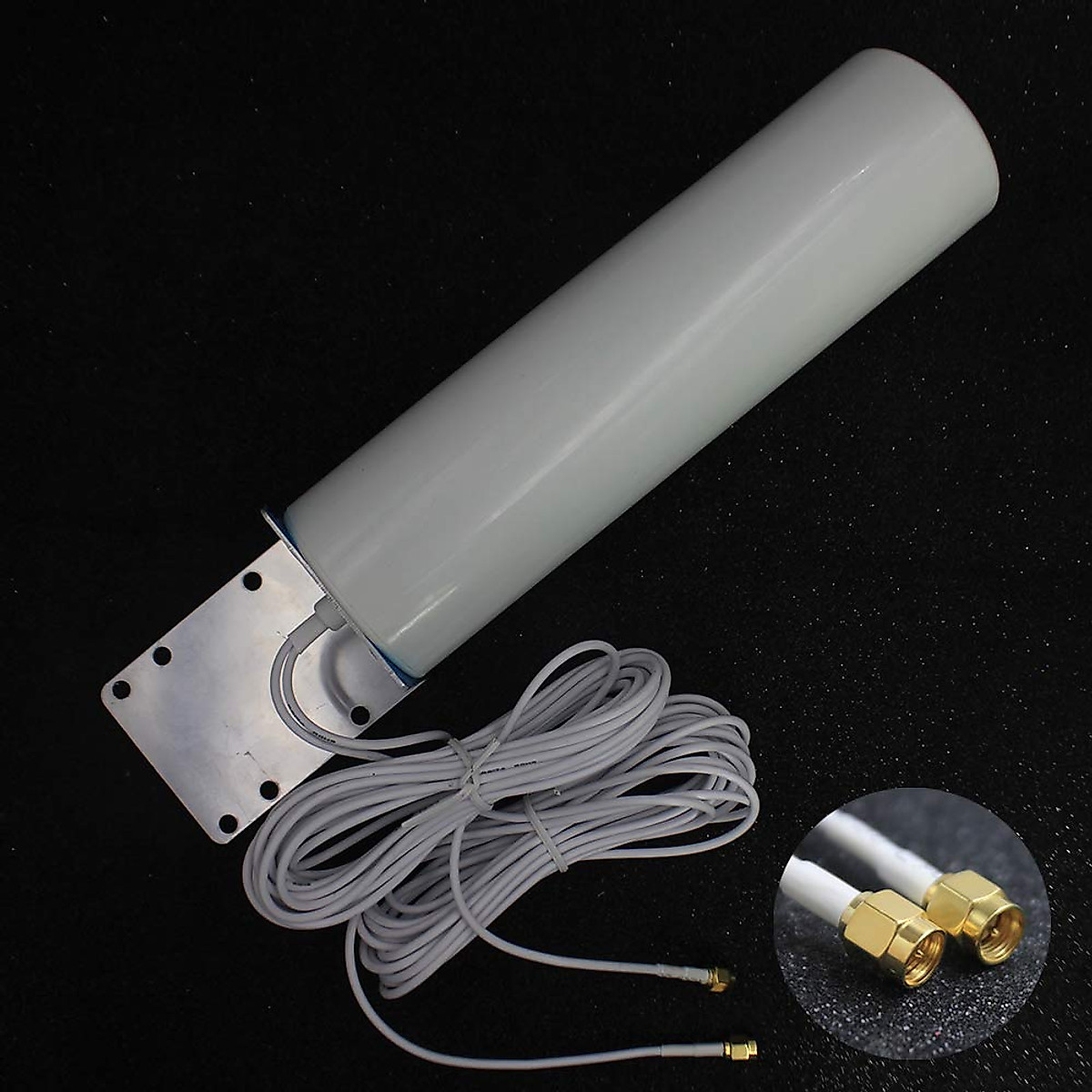 High Gain 10-12dBi Dual SMA Male 698-2700 MHz 3G/4G LTE Omni-Directional Outdoor Pole/Wall Mount Antenna for Mobile Cell Phone Signal Booster Cellular Amplifier 4G LTE Router Modem Gateway