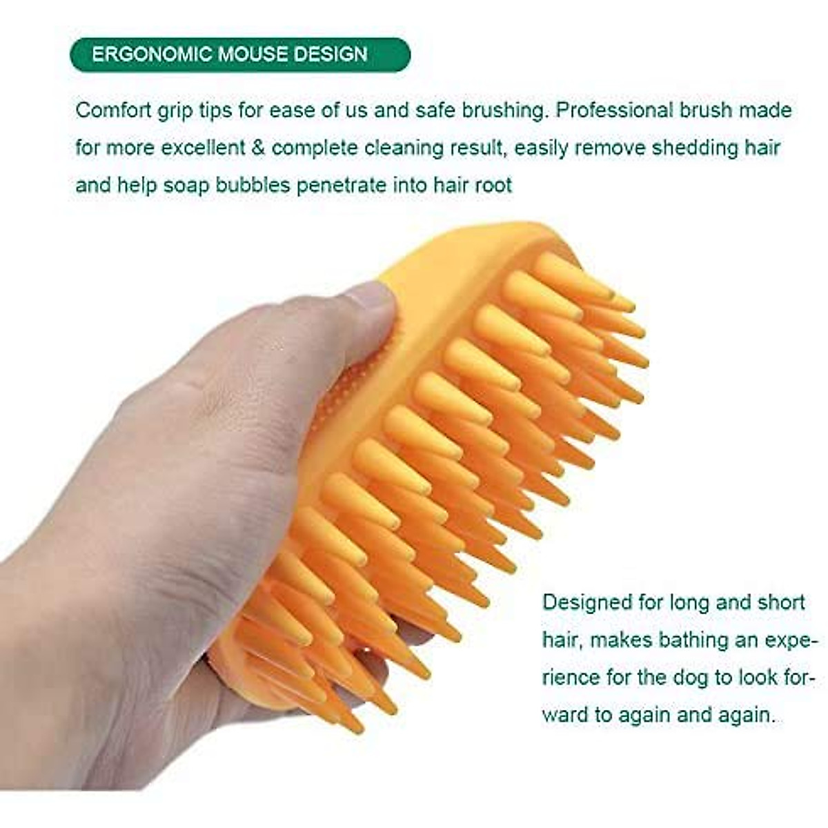 Pet Silicone Shampoo Brush for Long & Short Hair Medium Large Pets Dogs Cats, Dog hair Products Accessories Dog Back Massage for Long & Short Hair Small Large Pets Dogs Cats (Green)