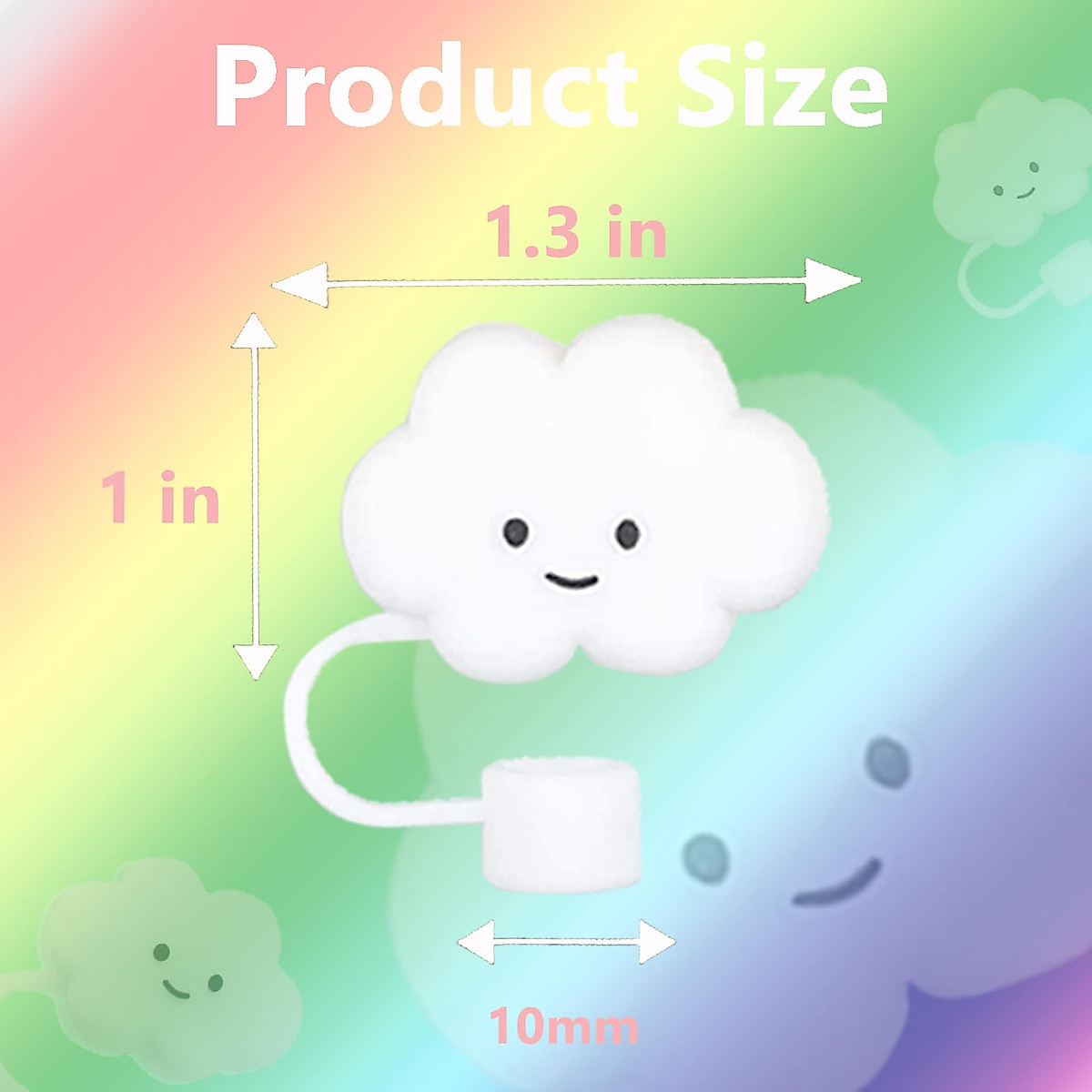 SEEZIZI 4Pcs Straw Covers Cap Toppers Compatible with Stanley 30&40 oz Tumbler Cups,Reusable Cute Silicone Straw Tips Lids Protectors for 0.4 in/10mm Stanley Cups Straws Accessories