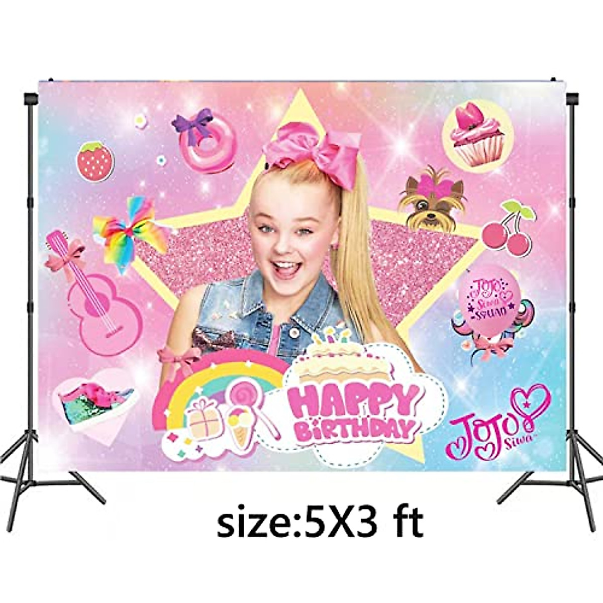 JoJo Birthday Party Supplies Pink Theme Birthday Party Decorations Backdrop for Kids Birthday Background Supplies Banners Baby Shower Cake Smash Studio Pictures Shoot Favors Christmas Decorations