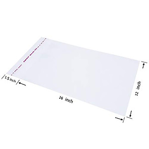 Wowfit 100 Count 12x16 inches Clear Cellophane Plastic Bags, Resealable Self-Sealing Cello Bags Great for Packaging Clothing, Shirts, Decorative Wrappers, Party Favors, Artwork and More