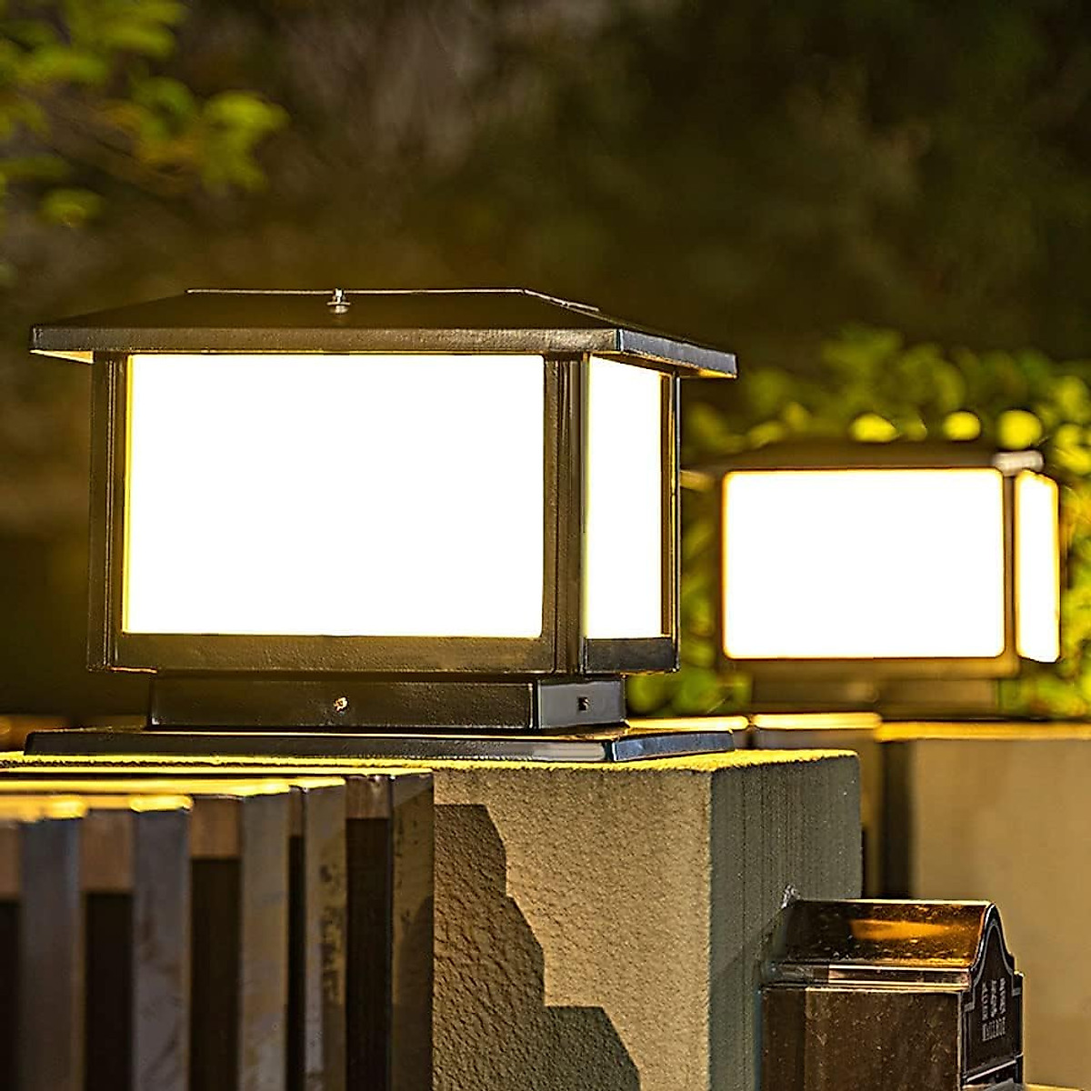 MODEBHD Nordic Terrace Pillar Lantern, Minimalist Landscape Column Light, Personality Entryway Post Light, Solar Power Dual Use Outdoor Lighting, Decoration Gate Wall Solar Light