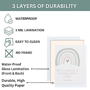 Maya Angelou Quote Wall Art - Inspirational Poster Boho Minimalist Decor - Be a Rainbow in Someone Elses Cloud - Motivational Rainbow Decor for Home, Office, Bedroom - 8x10 in. LAMINATED, No Frame