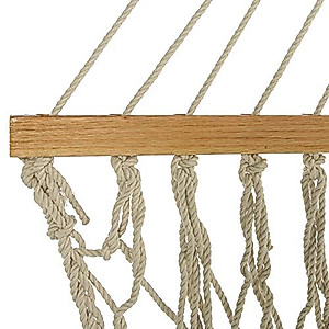 Original Pawleys Island 13DCOT Large Oatmeal DURACORD Rope Hammock with Free Extension Chains & Tree Hooks, Handcrafted in The USA, Accommodates 2 People, 450 LB Weight Capacity, 13 ft. x 55 in.