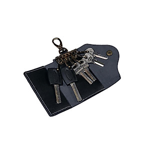 Dalmatian PU Leather Key Wallet Holder Card Case with 6 Hooks for Men Women