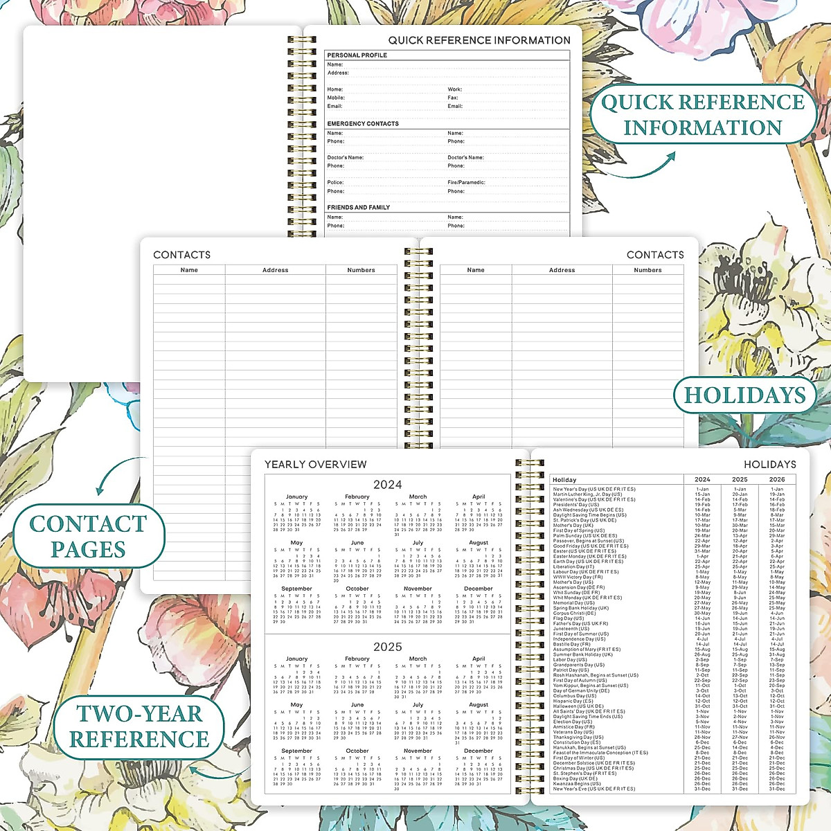 2024-2025 Planner - Academic Planner 2024-2025, Jul.2024 - Jun.2025, 8" x 10", 2024-2025 Planner Weekly & Monthly Thick Paper, Perfect Daily Organizer - Art Floral