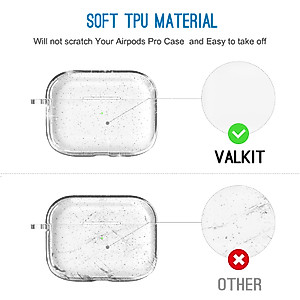 Valkit Compatible AirPods Pro Case, Clear Glitter Cute Bling Air Pod Pro Protective Case Cover with Keychain for Girls Women Men Shockproof Skin Case for Apple AirPods Pro Charging Case - Clear