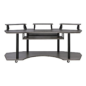 Acme Eleazar Wooden 4-Shelf Music Recording Studio Desk in Black Oak