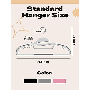 HOUSE DAY Grey Plastic Hangers 50 Pack, Slim Clothes Hangers Space Saving, Non Slip Hangers with Rubber Pads, Sturdy Coat Hangers for Closet, S-Shaped Hangers for Shirt, Suit, Pant, Skirt
