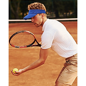 Geyoga 5 Pcs Sports Sun Visor Hats Visor Women Men Golf Visors Hat for Men Adjustable Visor Cap Athletic Visor Hat for Men Women (Black, Royal Blue, Red, Khaki, Yellow)